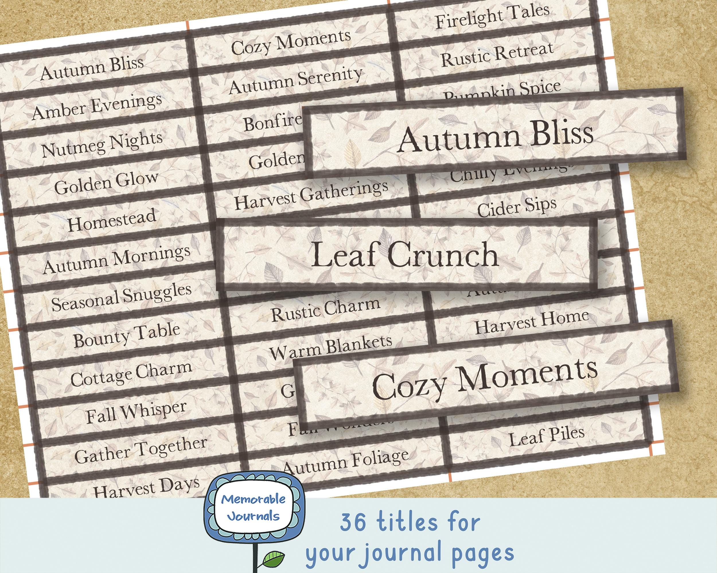 Autumn Journal Prompts & Words Printable. Cozy Fall Inspires Creative ...