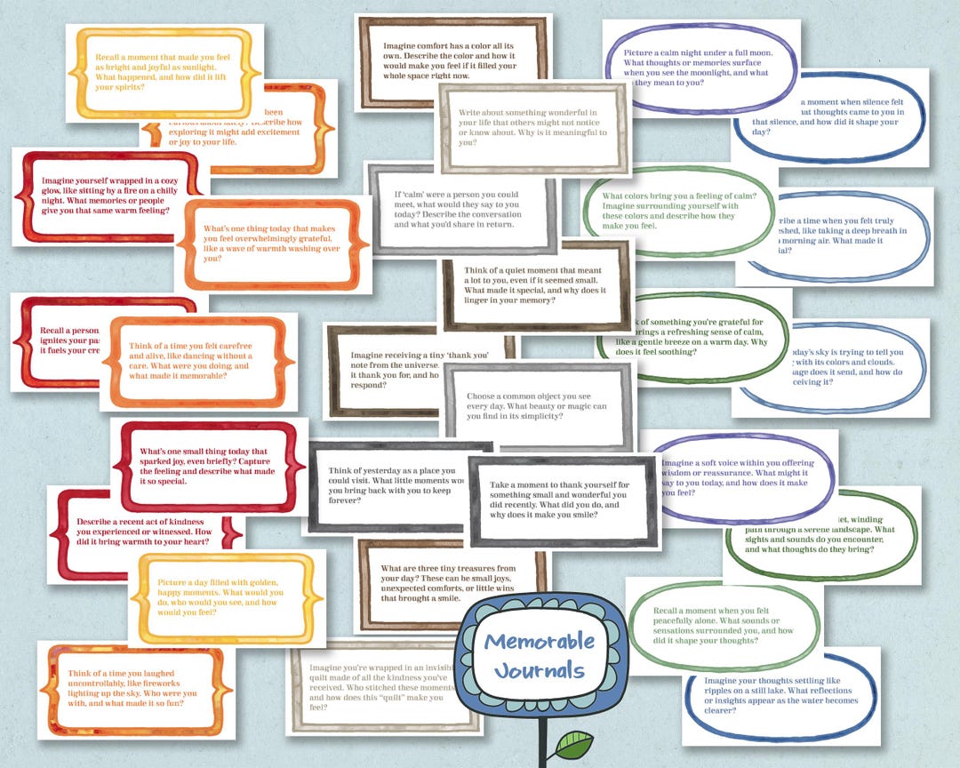 Gratitude Journal Prompts Printable Set: 30 Inspiring Cards for Daily ...