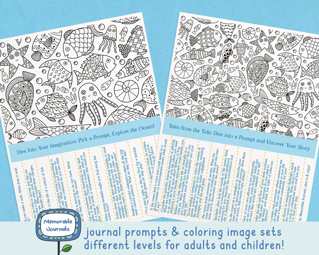 Coloring Ocean Scene and Journal Prompts Printable. Various Skill ...