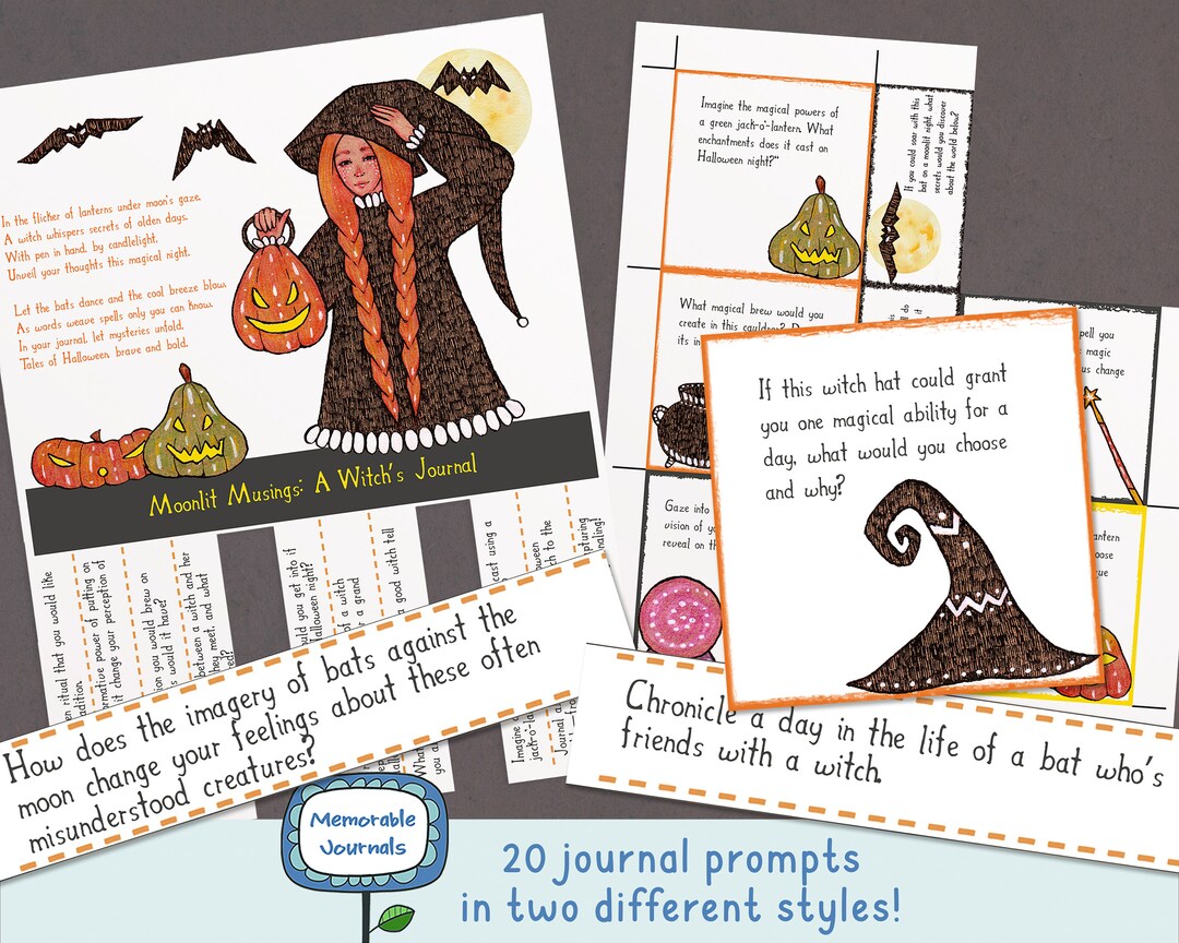 Halloween Journal Prompts Printable. Whimsical Creative Writing Prompts ...