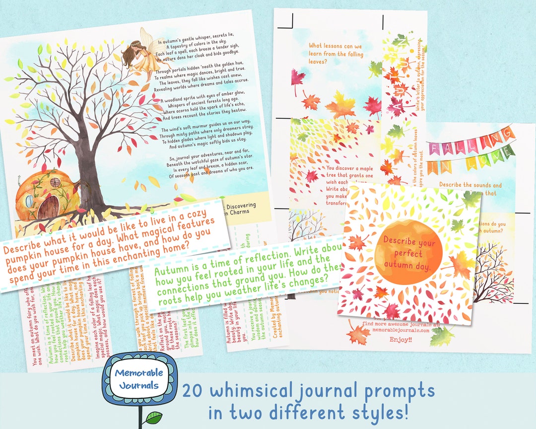 Autumn Journal Prompts Printable. Whimsical Creative Writing Prompts ...
