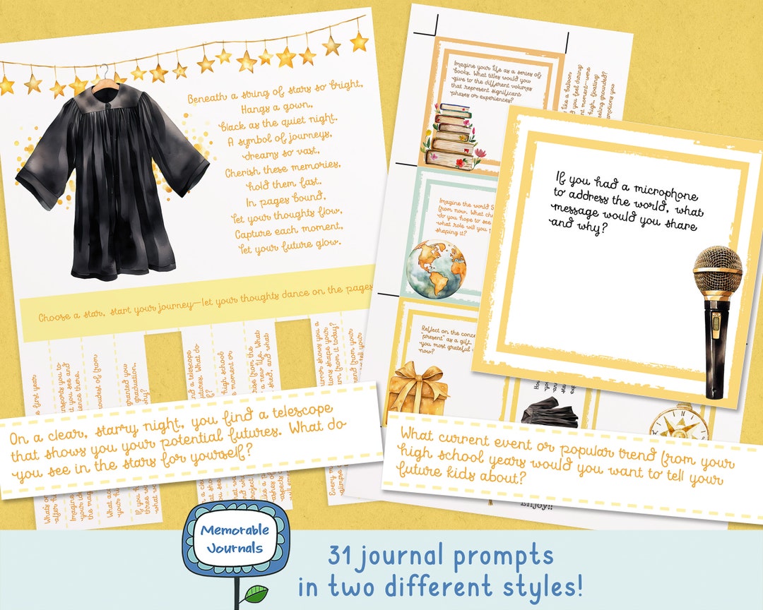 High School Graduation Journal Prompts Printable for Reflection and ...