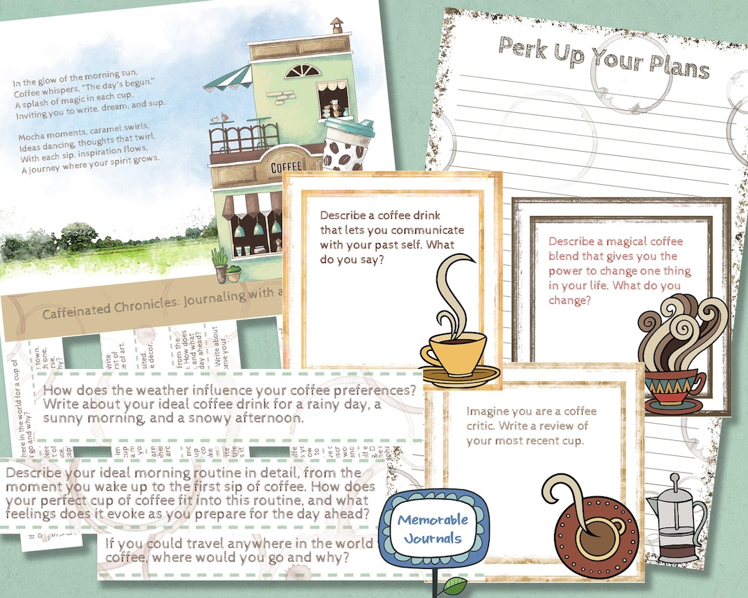 Coffee Journal Prompts and Words Printable. Cards for Creative Writing ...