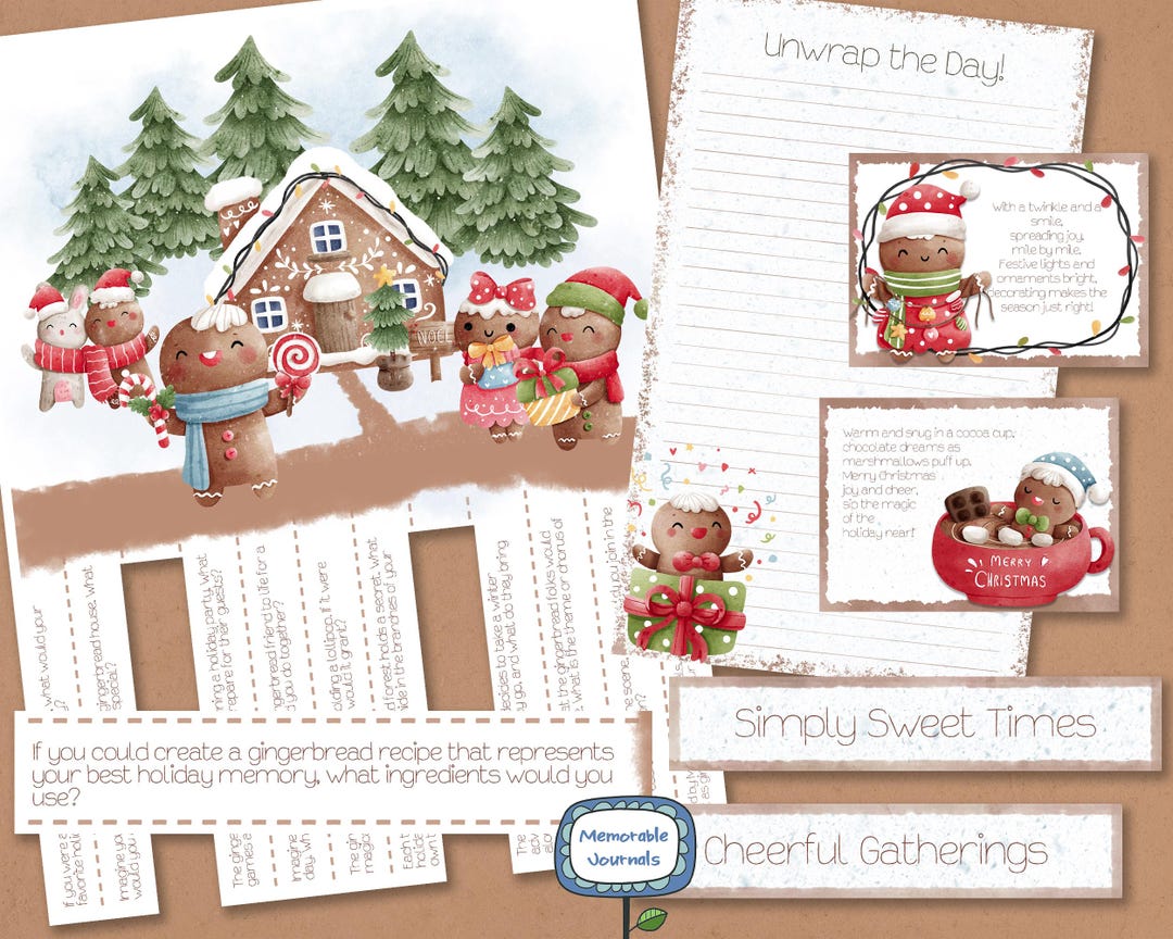 Winter Journal Prompts Printable. Gingerbread Journal Words & Cheerful ...