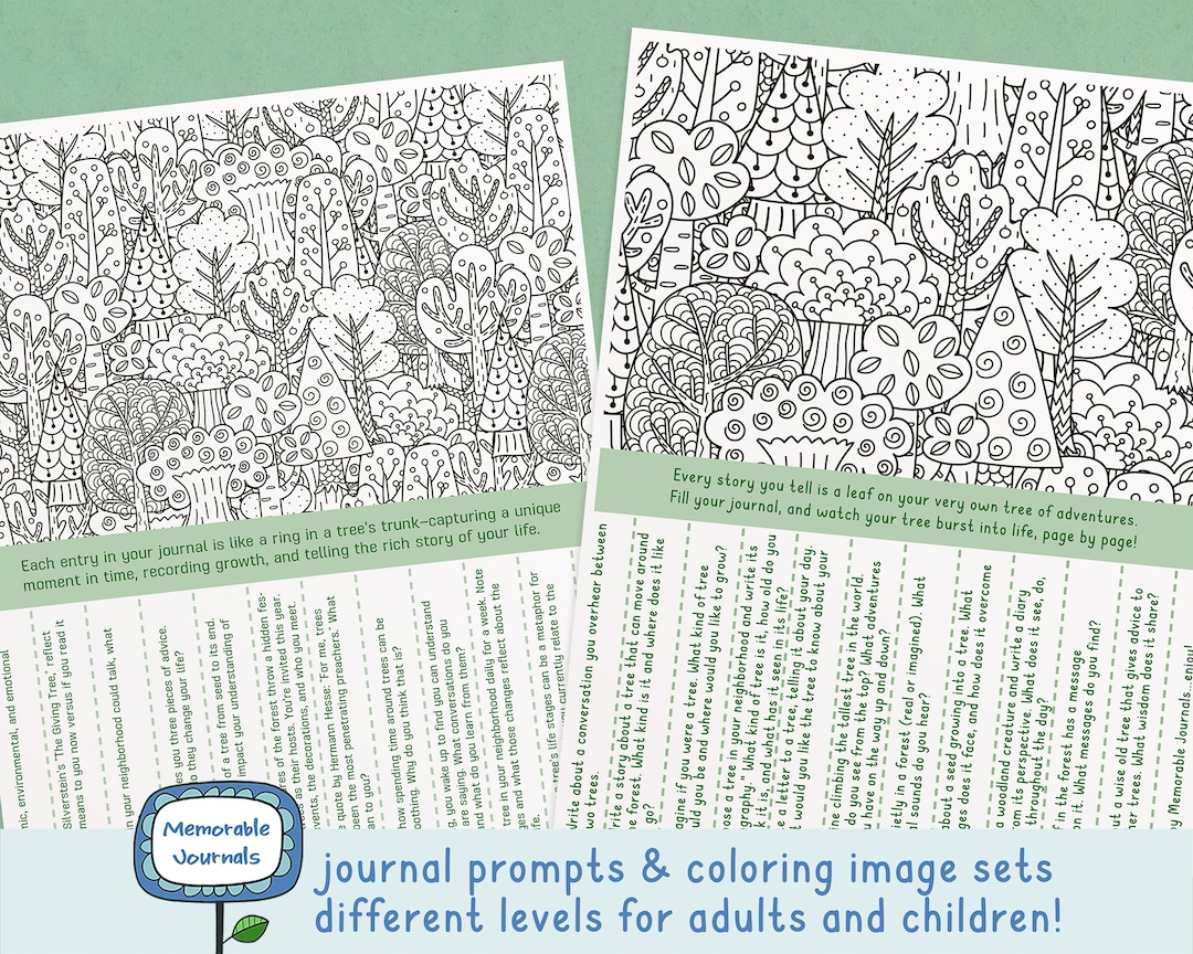 Forest Coloring & Journal Prompts Printable. Family Activity for ...
