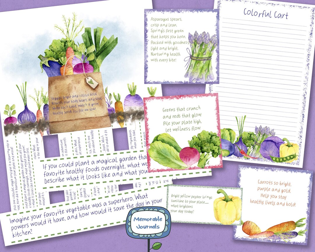 Healthy Eating Journal Prompts Printable. Reflective, Whimsical Prompts ...