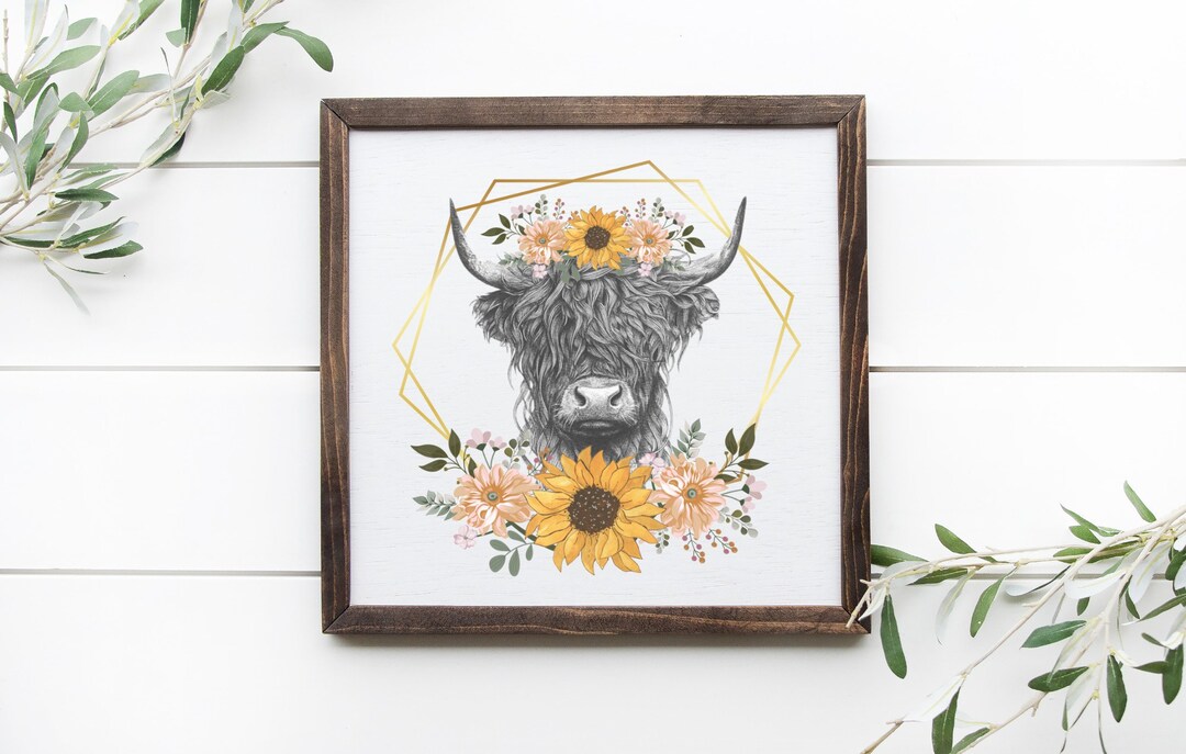Highland Cow Sunflower Sign / Farmhouse Decor / Kitchen Decor / Great ...