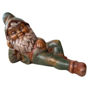 Napping Garden Gnome 1970's Hand Painted Ceramics - Etsy