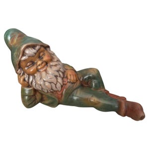 Napping Garden Gnome 1970's Hand Painted Ceramics - Etsy