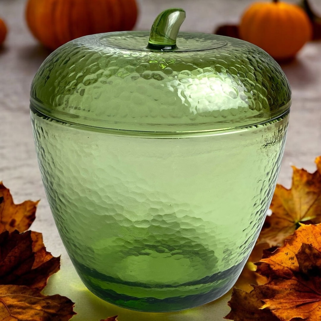 Hazel Atlas Apple Shaped Green Dimpled Glass Jam Jelly Jar With Lid - Etsy