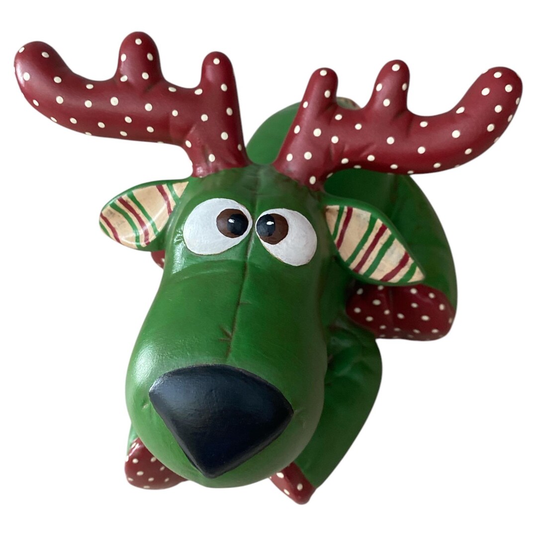 Vintage Kimple Mold Ceramic Softy Hand Painted Christmas Moose 10" X ...