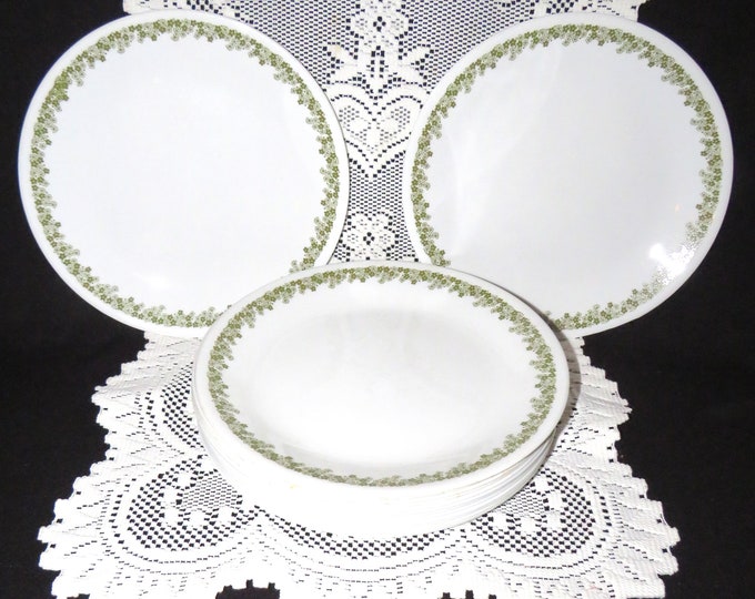 15 Vintage Corelle Green Spring Blossom Crazy Daisy Pattern Dinner ...