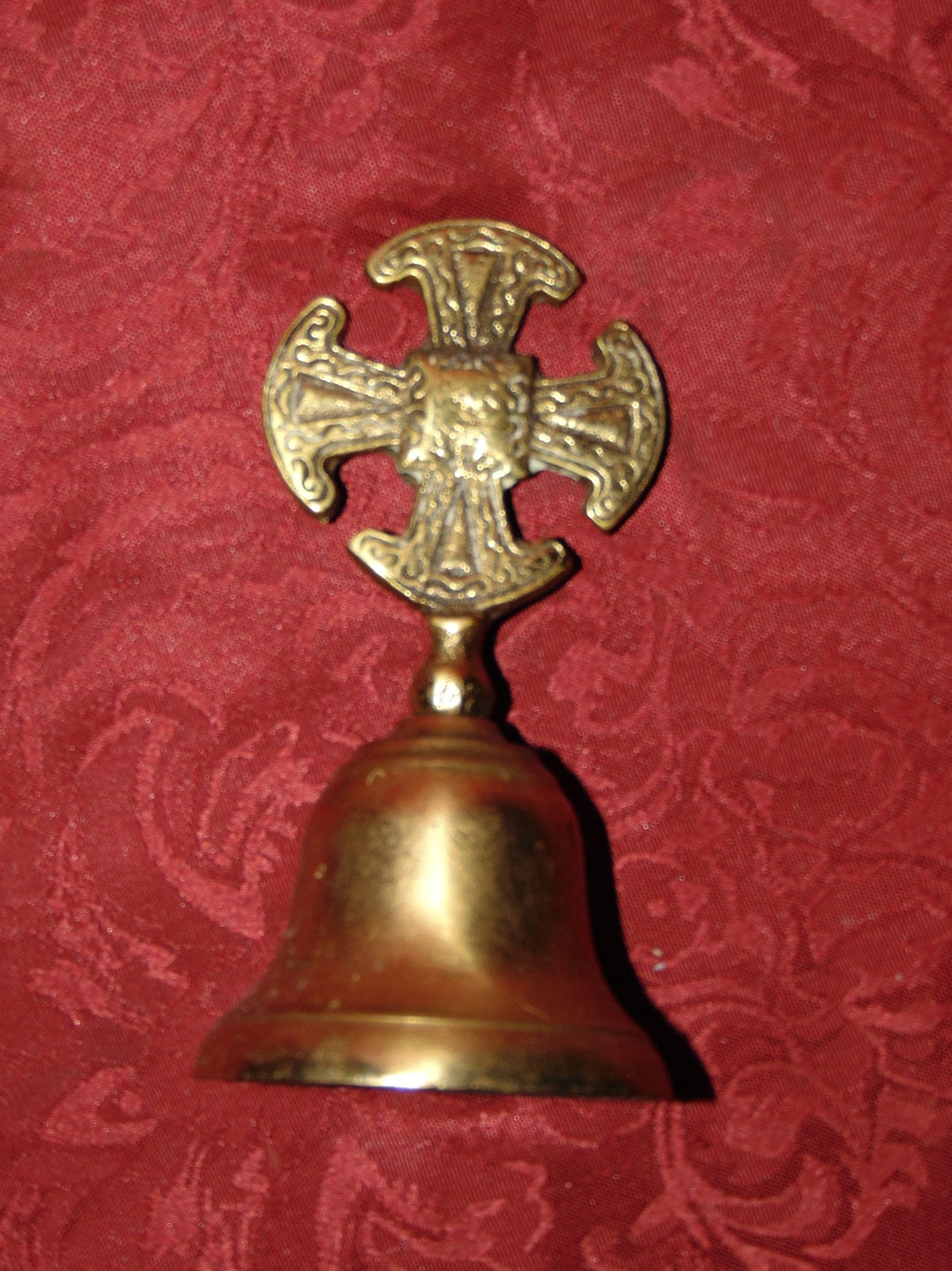 Vintage Small Brass Hand Bell With Maltese Cross Handle - Etsy