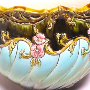 1880's Julius Dressler Jardiniere Planter Pot Art Nouveau Majolica RARE ...