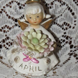 Vintage Lefton April Angel Daisy Diamond 489 Bisque Figurine Original ...