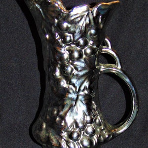 1940's Mccoy Pottery Shiny Silver Grapes & Leaves Ewer Vase 641 USA ...