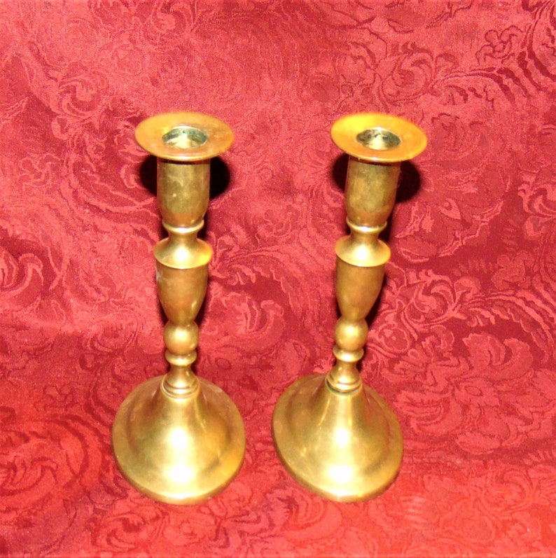 Classic Vintage HEAVY BRASS Pair of Single Candlesticks Oval Base - Etsy