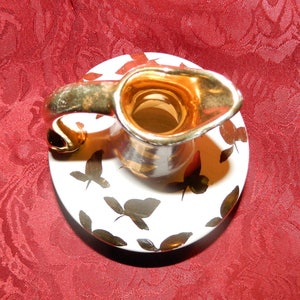Pretty White Miniature China Pitcher Vase Decorated With Gold Leaves - Etsy