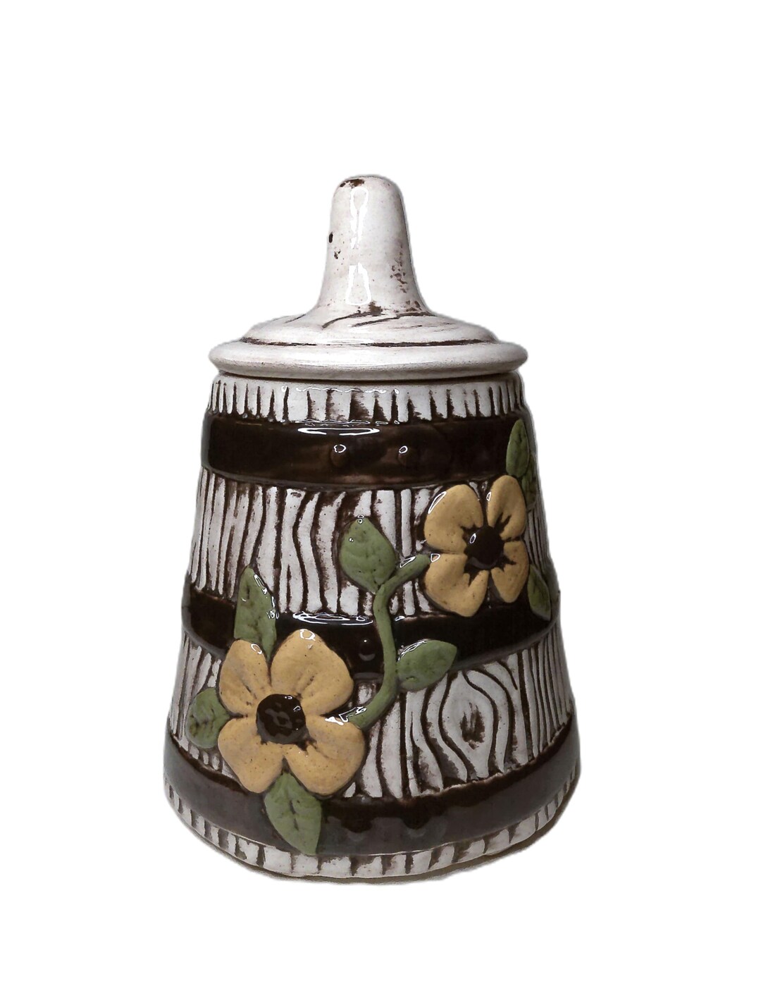 Vintage Atlantic Mold Butter Churn Cookie Jar Yellow Dogwood Hand ...