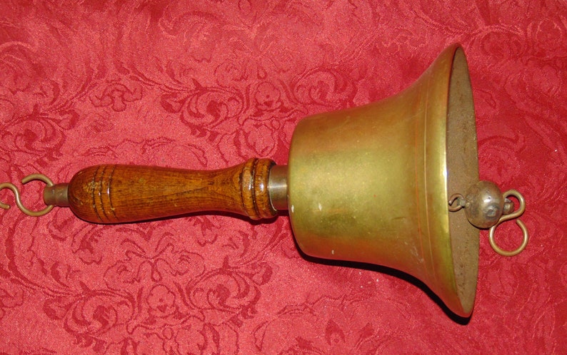 Vintage LARGE 10 Inch School Bell Solid Heavy Brass Hanging - Etsy