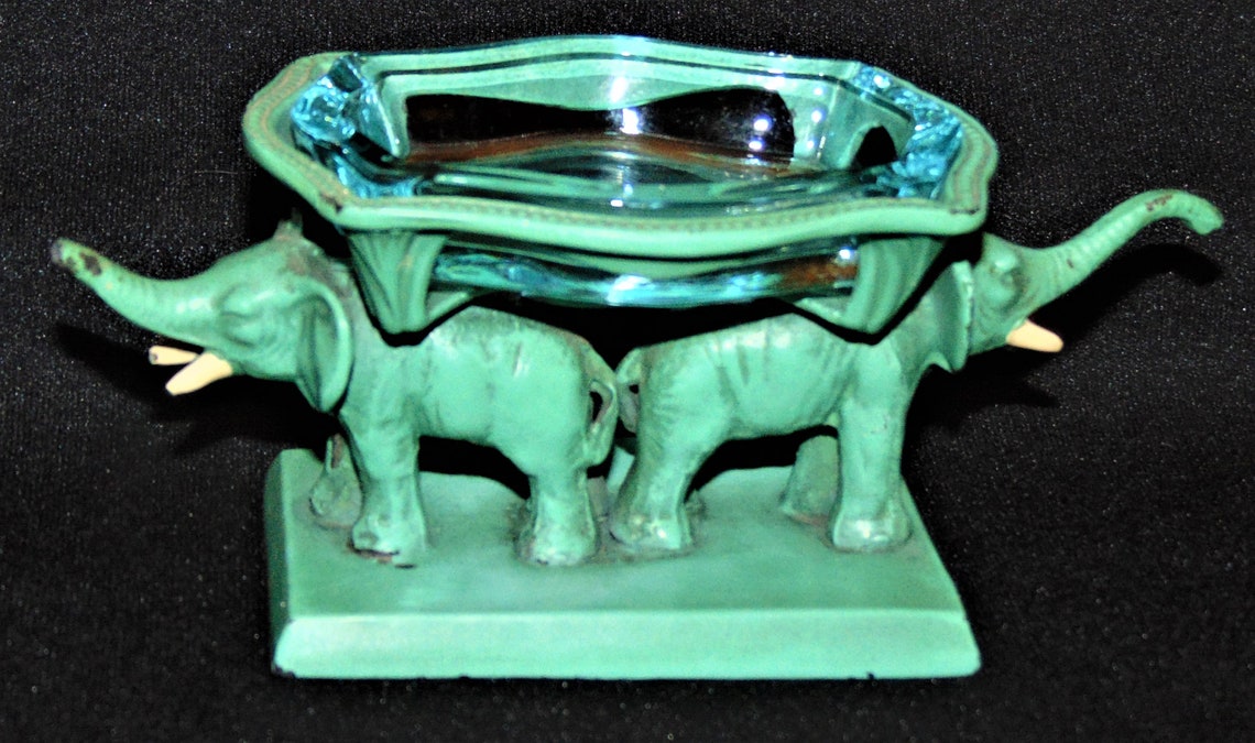 Unique Art Deco Style Elephant Painted Cast Iron Trinket Dish - Etsy