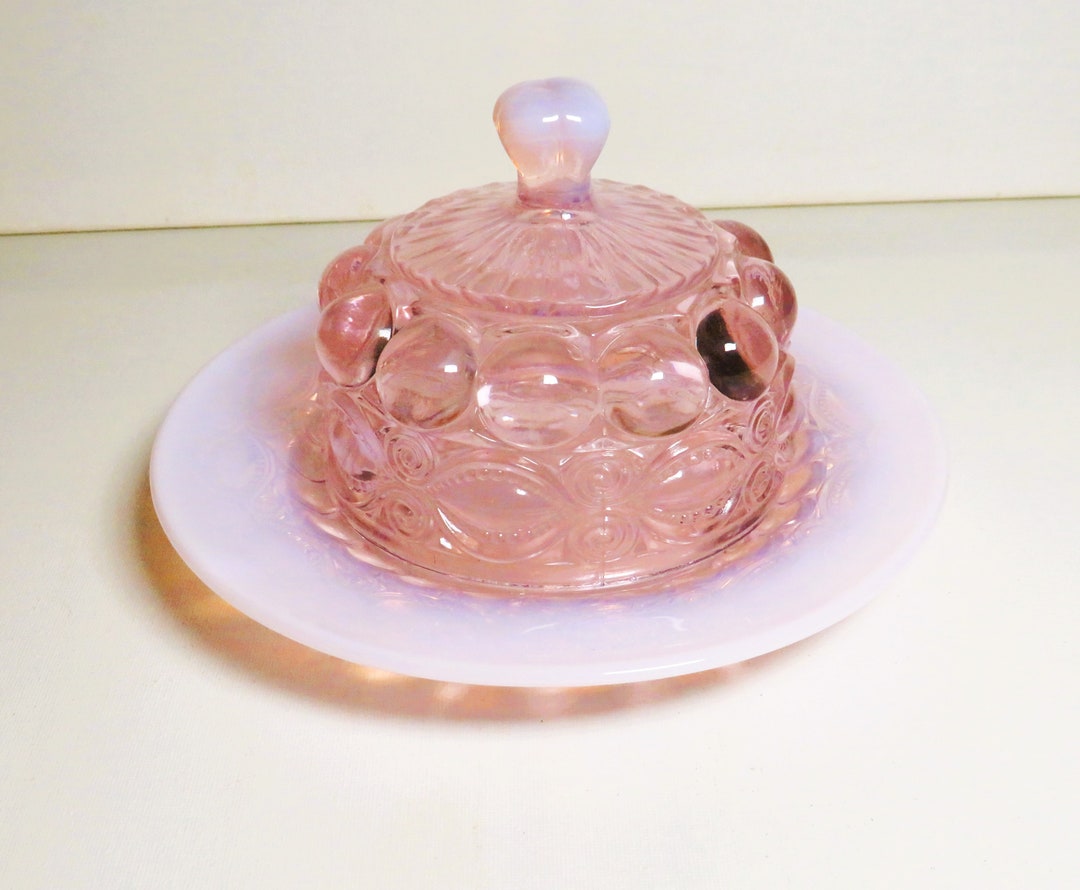 Mosser Glass Eye Winker Round Covered Domed Butter Dish Beautiful ...