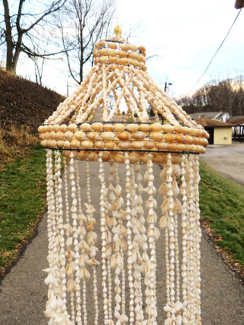 1970's LONG 46 Inch Spiral Shell Chandelier Hanging Pendant Classic ...