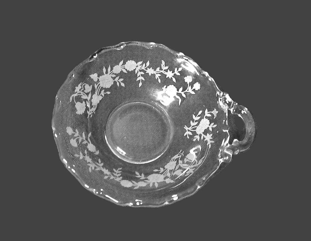 1950s Fostoria Glass Small Nappy Sing Le Handled Bowl Etched "bouquet ...