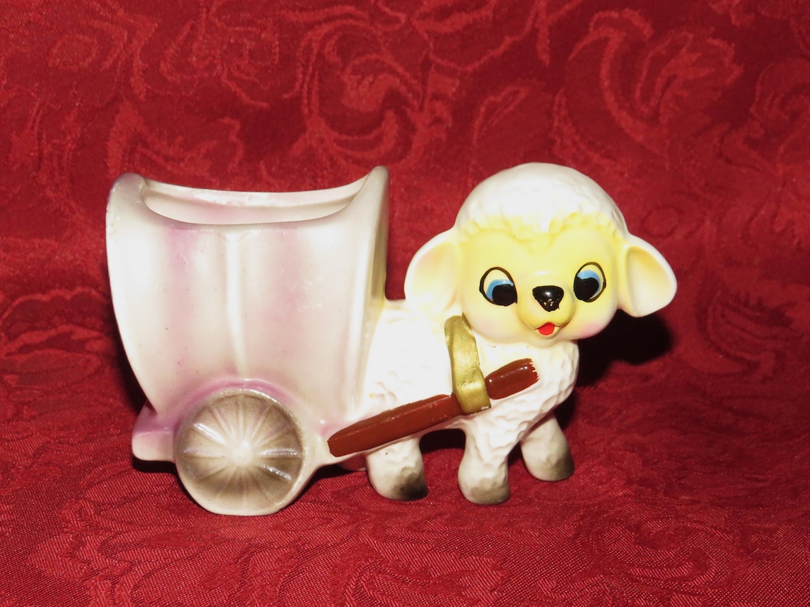 1960's THE CUTEST Miniature Little Lamb Pulling a Cart - Etsy