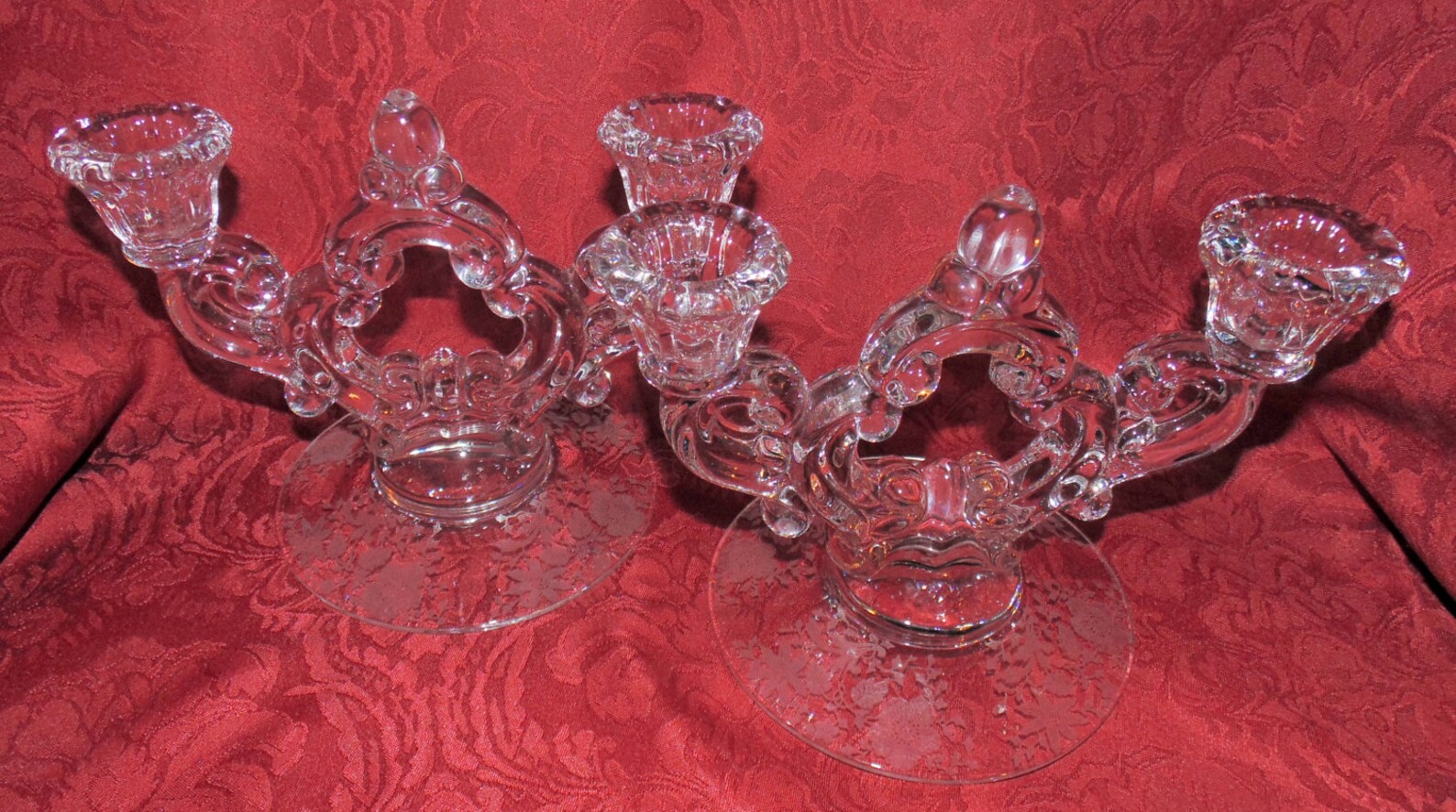 Cambridge Collectible Glass 1930s Pair Keyhole Candlesticks in | Etsy