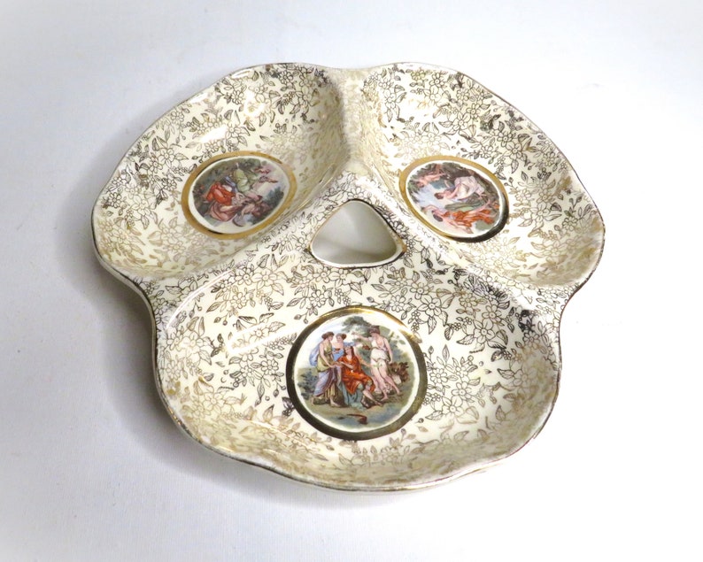 1940's Empire Ware Porcelain 3 Compartment Relish Serving Tray Cut Out ...