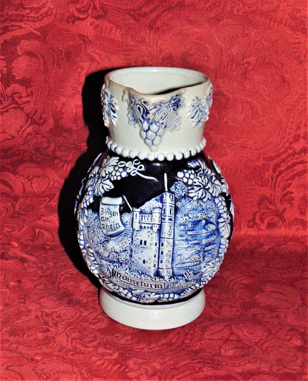 1 Liter Pitcher Blue & Grey Salt Glaze Mauseturm or Mouse Tower in ...