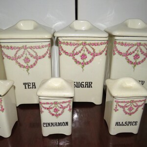 Early 1900's Lovely Ditmar Urbach Canister Set of 14 PIECES Roses With ...