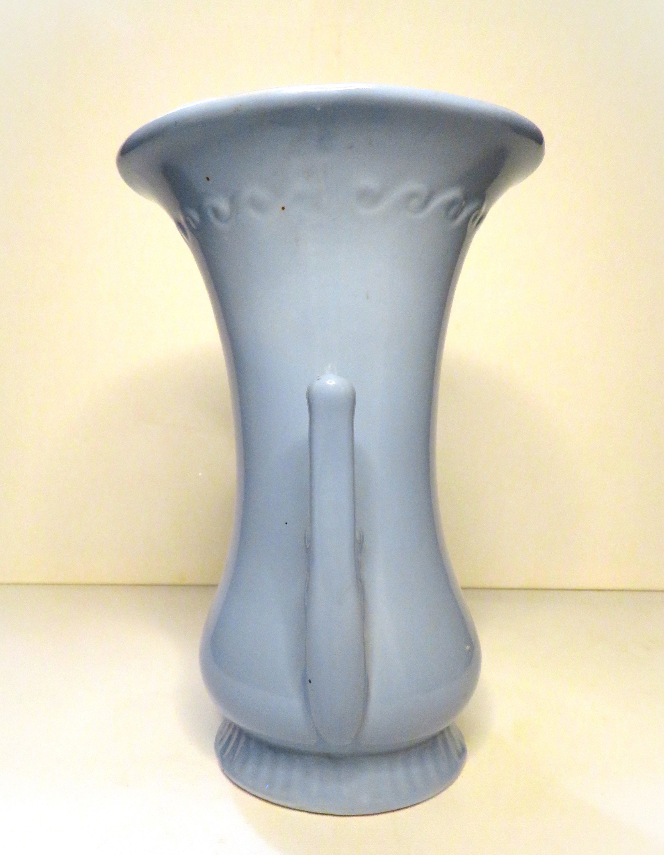 1939 Egyptian Style Abingdon Pottery Periwinkle Blue Handled Large Vase ...