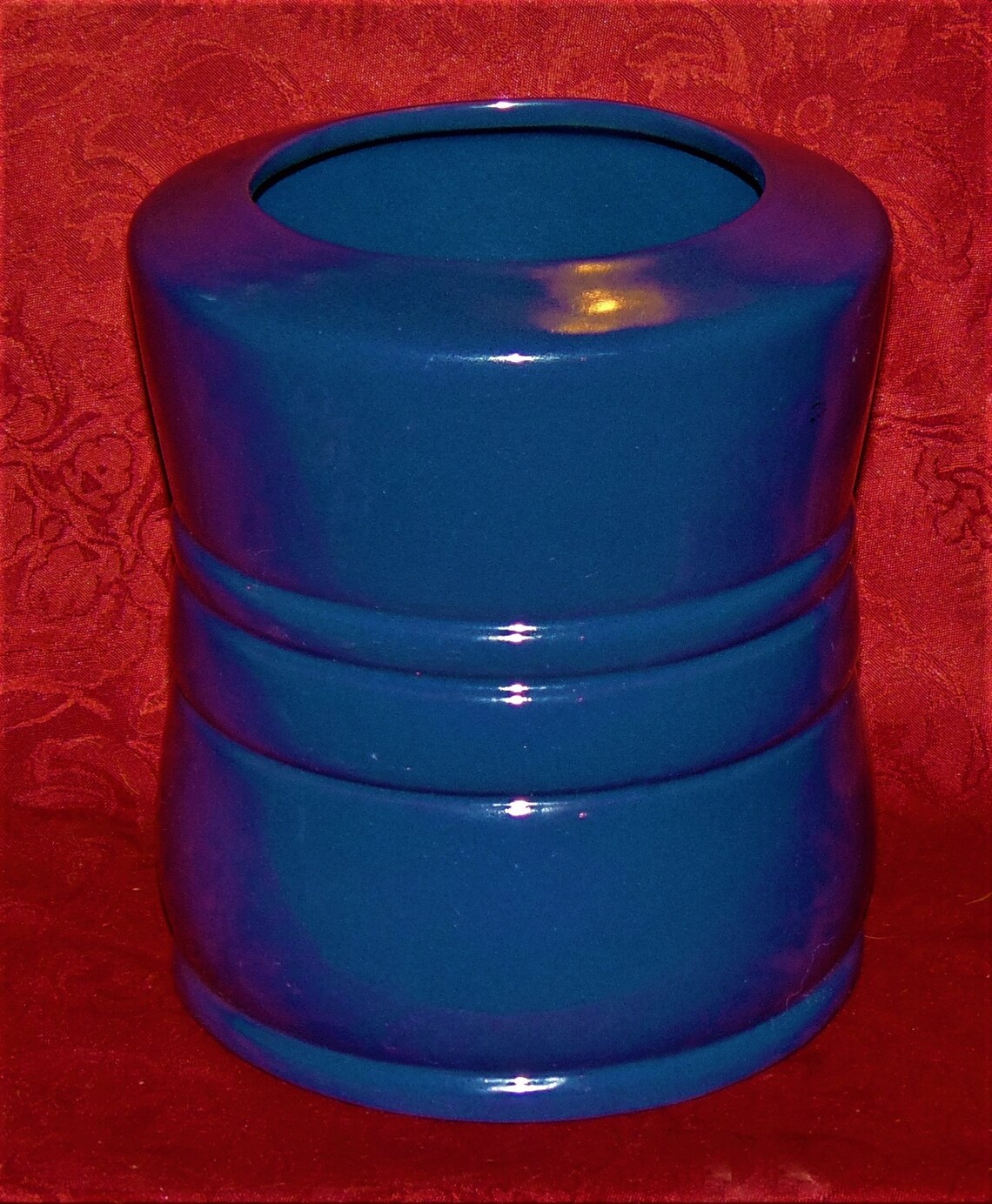 Mid Century FRANKOMA Pottery Large Dark Blue Barrel Vase - Etsy