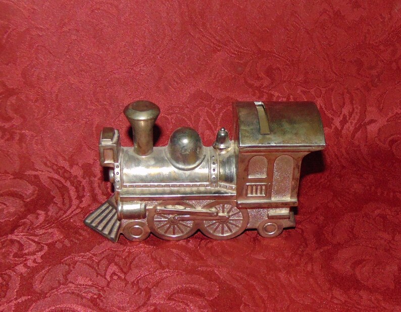 Vintage Silver Plate Locomotive Engine Train Bank | Etsy