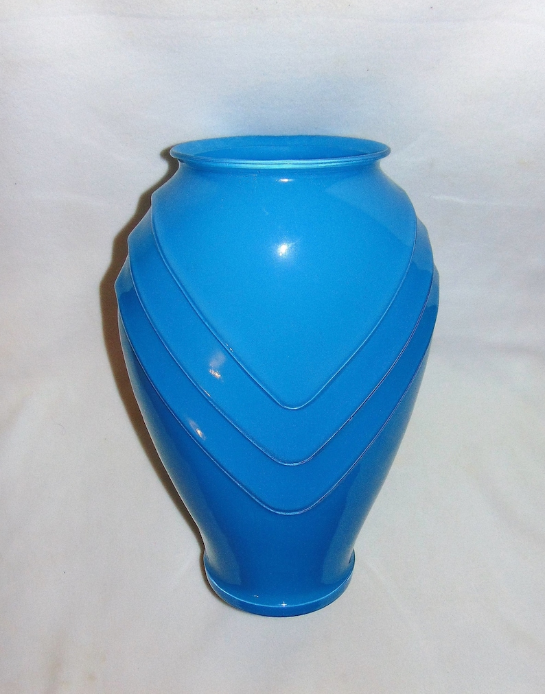 Vintage Blue Glass Floor Vase: Art Deco Jardiniere, 17 Inch - Etsy