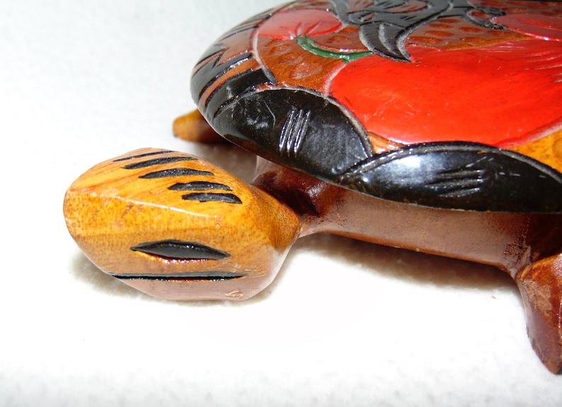 Vintage Hand Carved Wood Turtle Box: Exotic Hand Painted Decor - Etsy