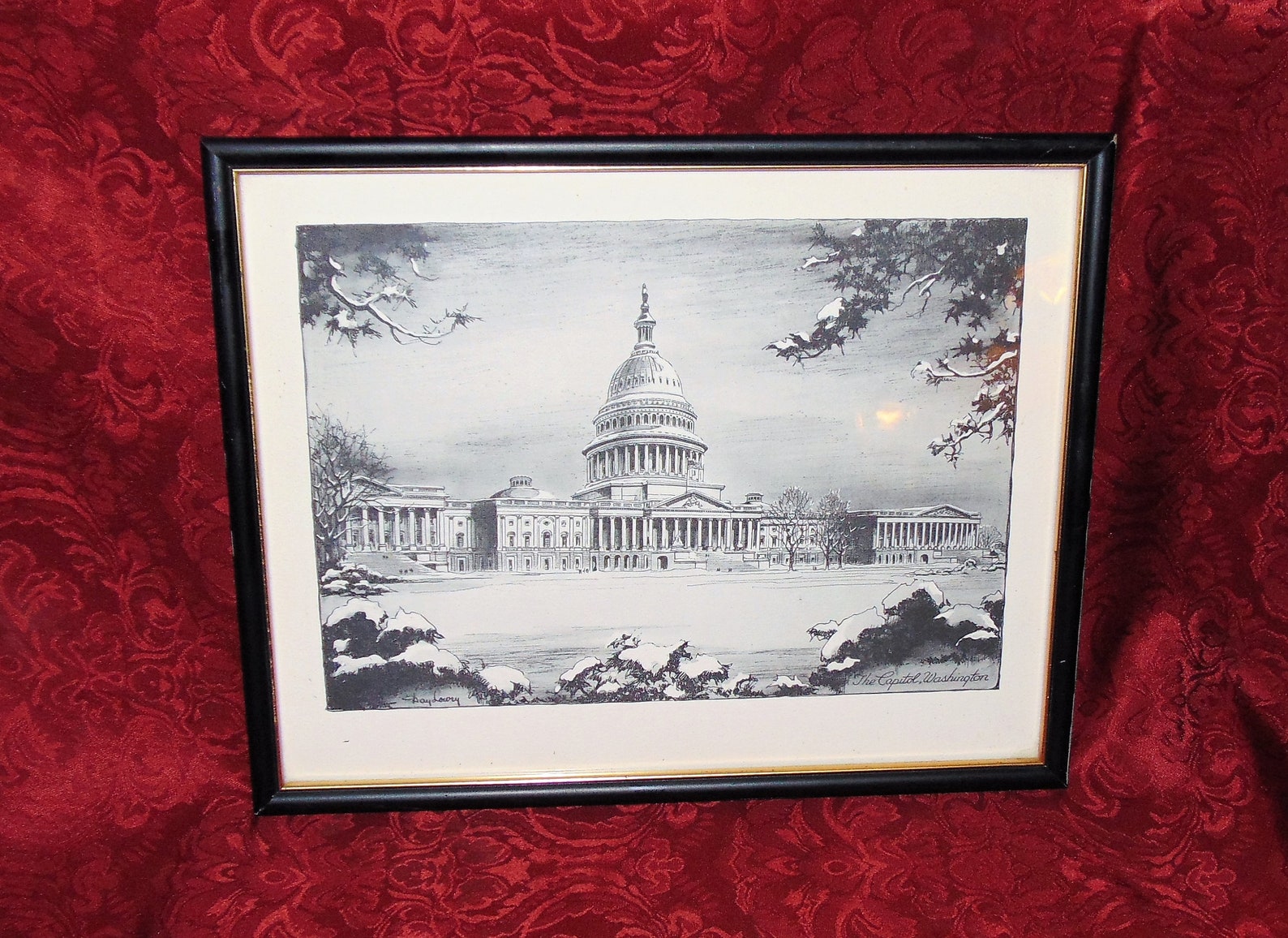 Historic Etching of the United States Capitol by Artist Day Lowry Rare ...