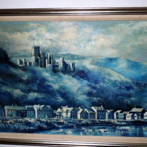 RARE Blue & White Original Oil Charles C. Pitcher Pittsburgh PA Artist ...