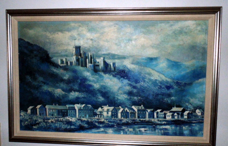 RARE Blue & White Original Oil Charles C. Pitcher Pittsburgh PA Artist ...