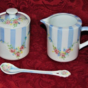 Gorgeous 5 Pc Porcelain Tea Service Including Matching Spoon Marked S ...