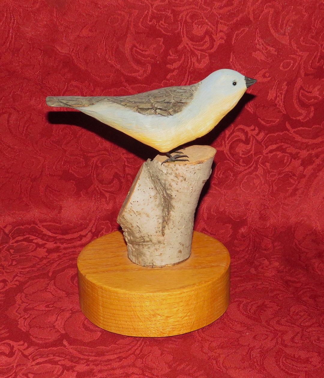 Signed Life Size Blue Bird of Happiness Hand Carved and Painted Wood on ...