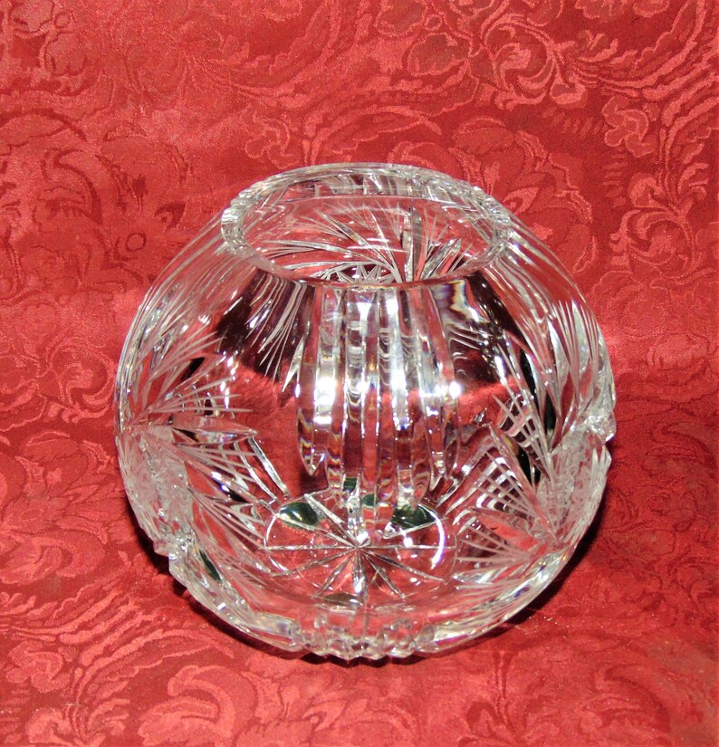 Large Hand Cut Glass Rose Bowl With Pin Wheels and Hob Stars - Etsy