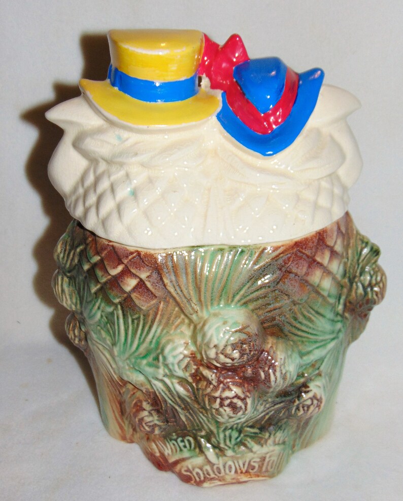 1952 Mccoy Pottery Mr and Mrs Owl Cookie Jar "when Shadows Fall" - Etsy