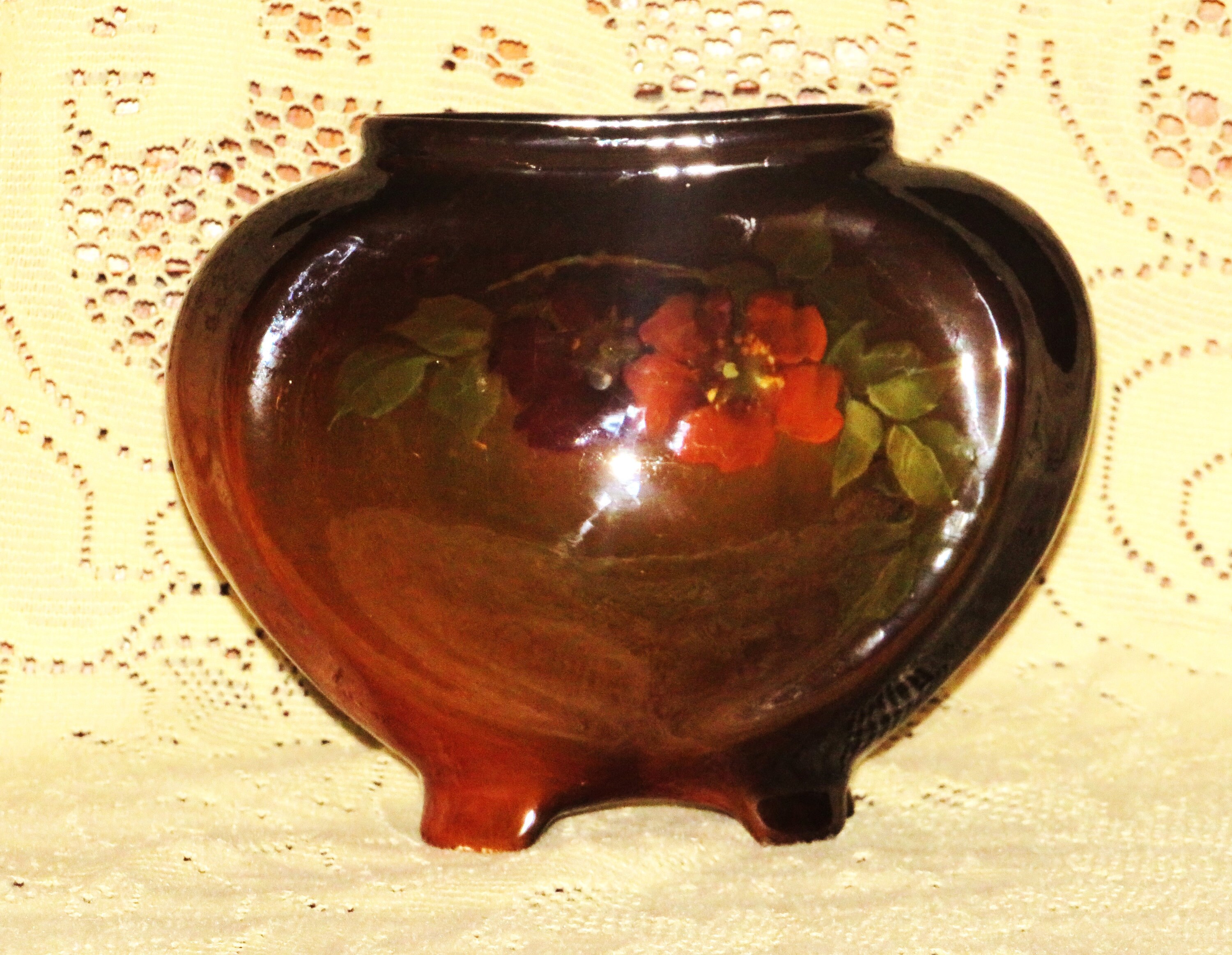 Late 1800's Weller Pottery Louwelsa Hand Painted Heart Vase Yellow ...