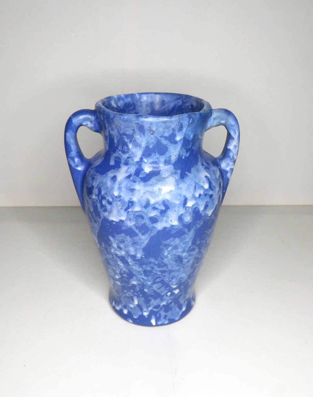 Early Brush Mccoy Pottery Blue and White Mottled Spatterware Jardiniere ...