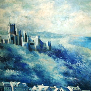 RARE Blue & White Original Oil Charles C. Pitcher Pittsburgh PA Artist ...