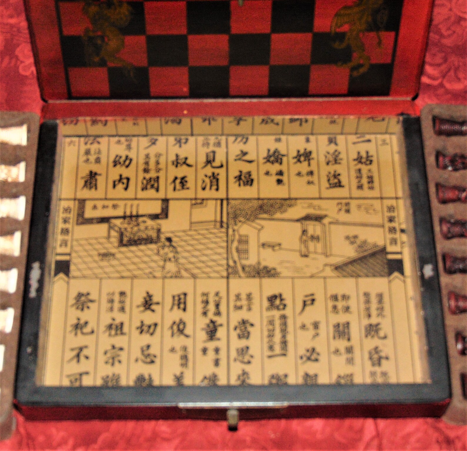 Vintage Chinese Miniature Chess Set Red Lacquered Carved Wood - Etsy