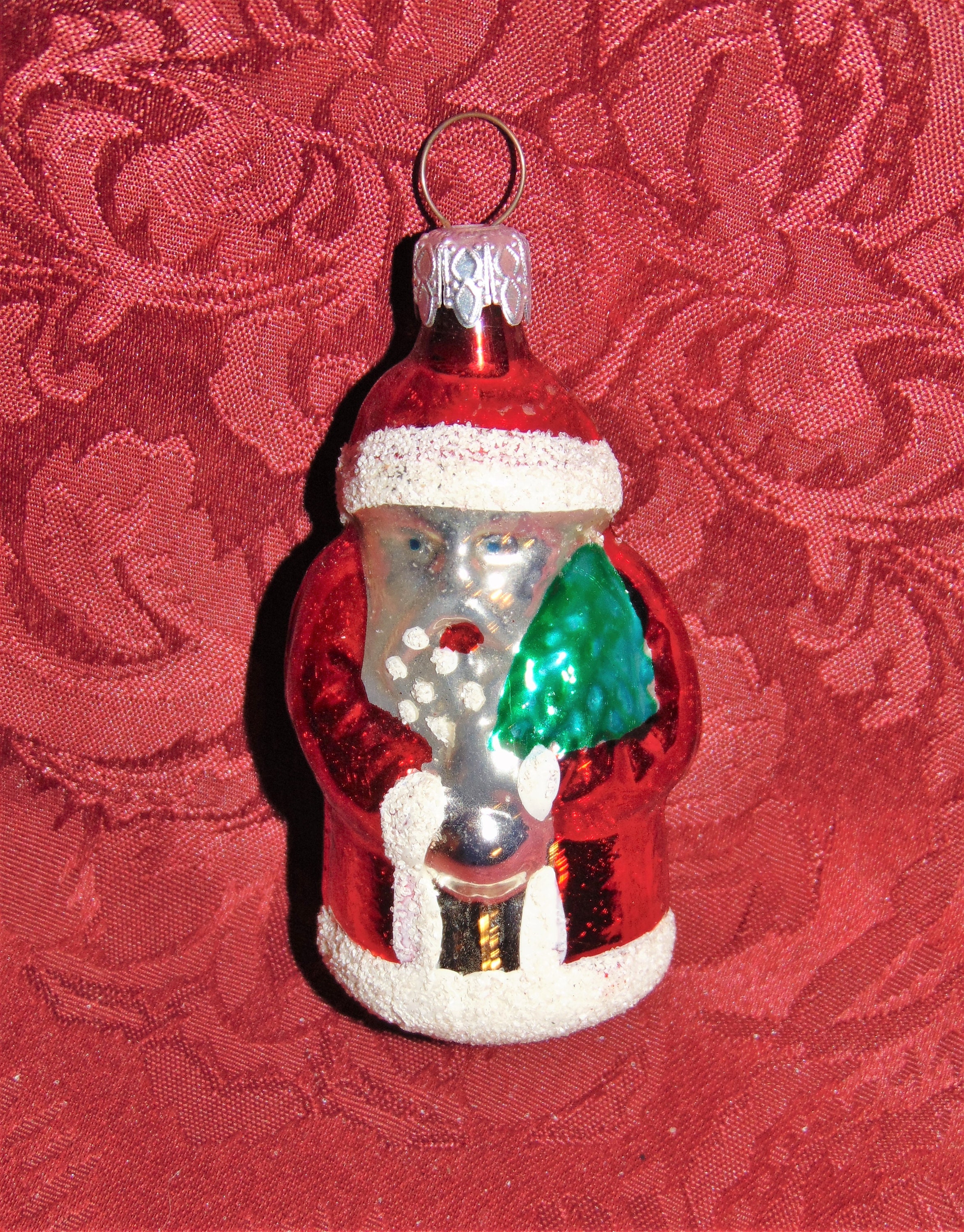 WEST GERMANY Mercury Glass Santa Holding A Christmas Tree Mica | Etsy